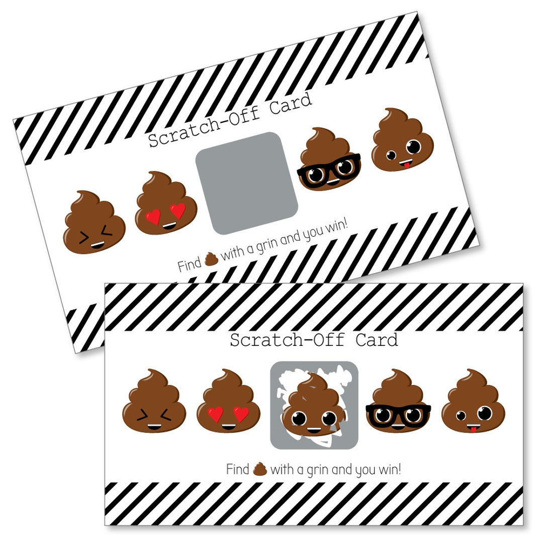 Party 'til You're Pooped - Poop Emoji Party Scratch off Cards - 22 ...