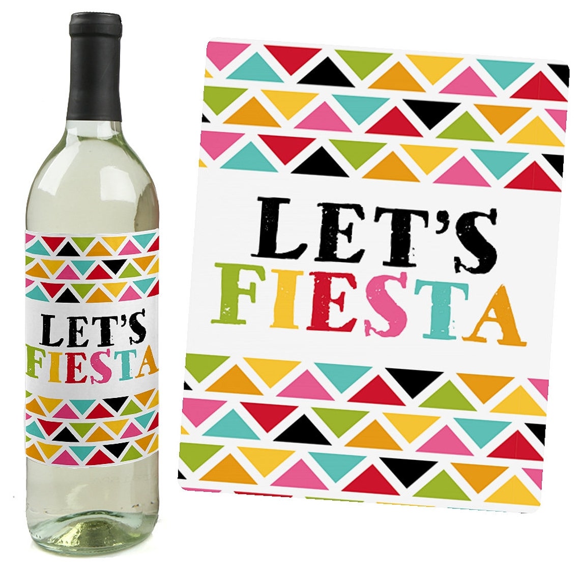 Let's Fiesta Wine Labels Mexican Party Wine Labels - Etsy