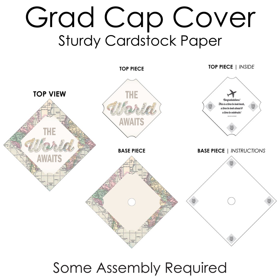 World Awaits Travel Themed Graduation Cap Decorations Kit - Etsy