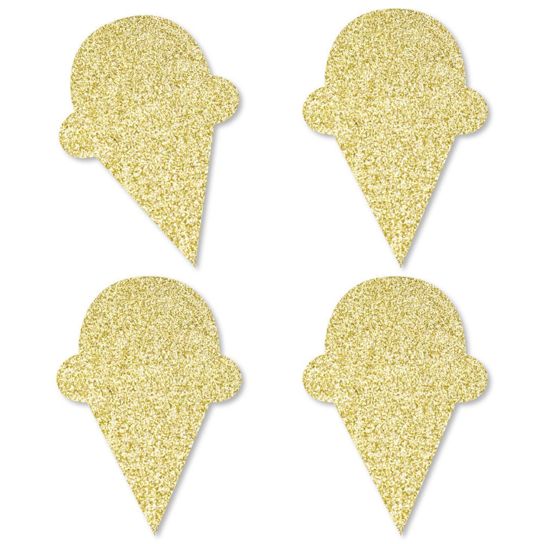 Gold Glitter Ice Cream Cone - No-mess Real Gold Glitter Cut-outs ...