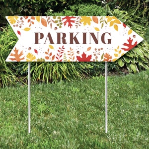Fall Foliage Wedding Parking Signs Autumn Leaves Wedding Sign Arrow ...