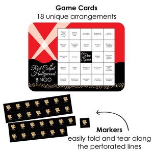 Red Carpet Hollywood Award Show Bingo Cards and Markers Movie Night ...