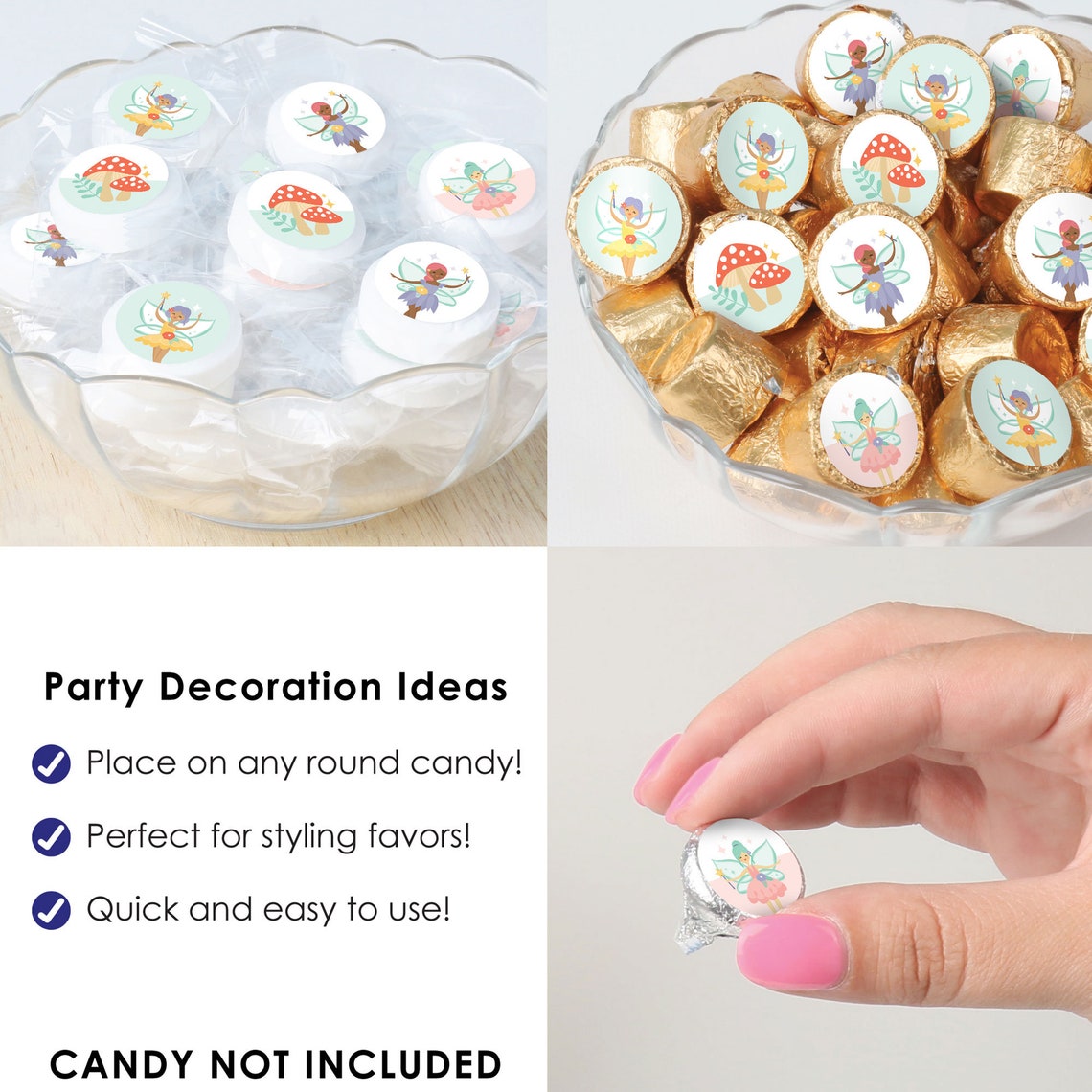 Let’s Be Fairies - Fairy Garden Birthday Party Small Round Candy ...