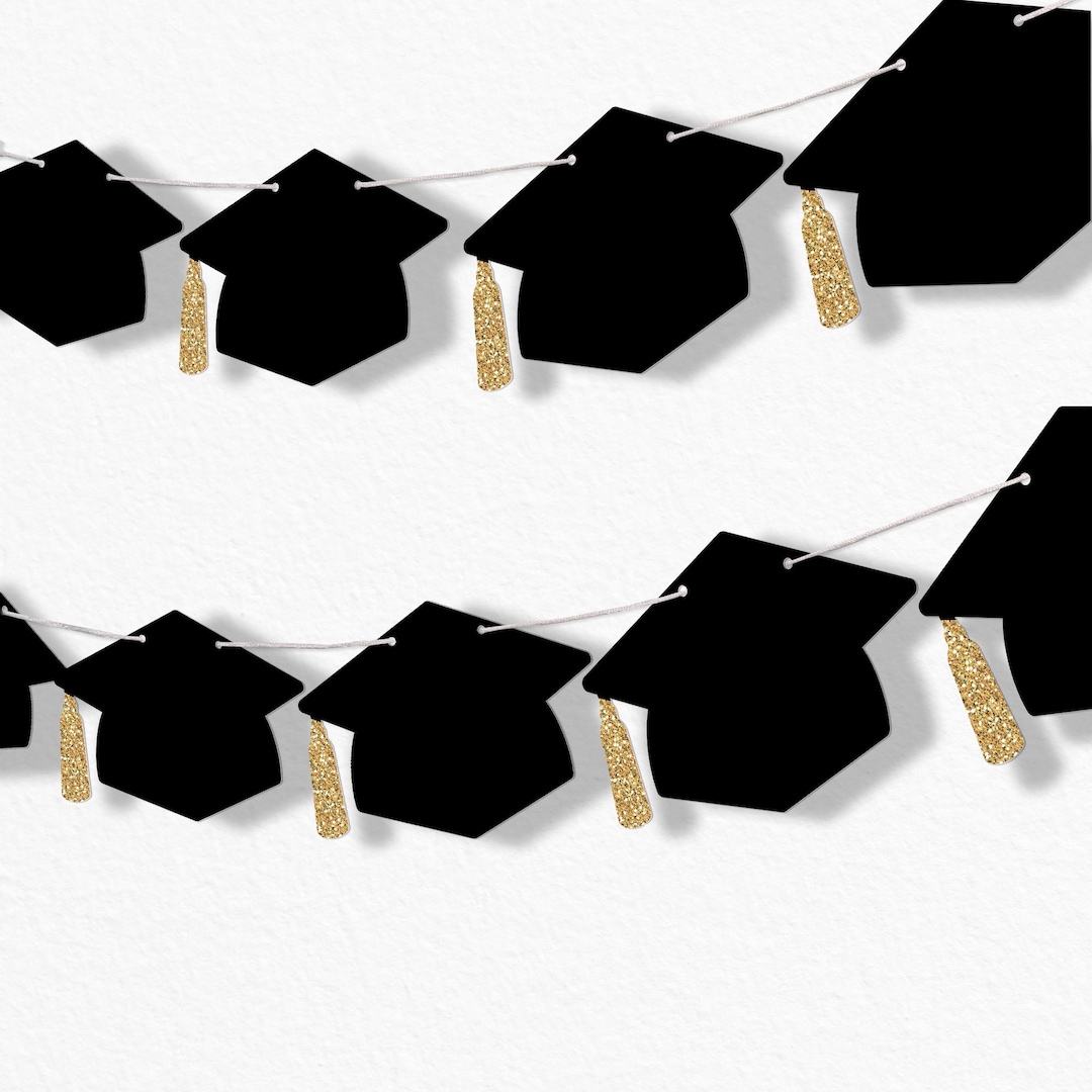 Graduation Cap Garland Banner, Grad Party Decorations, High School ...