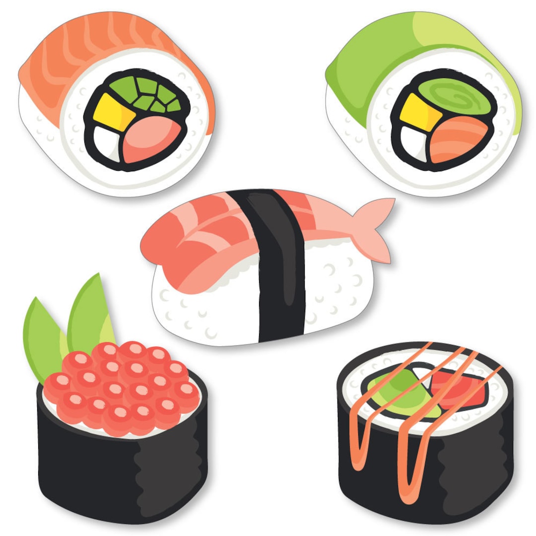 Let's Roll - Sushi - DIY Shaped Die Cut Paper Cut Outs - Japanese Party ...