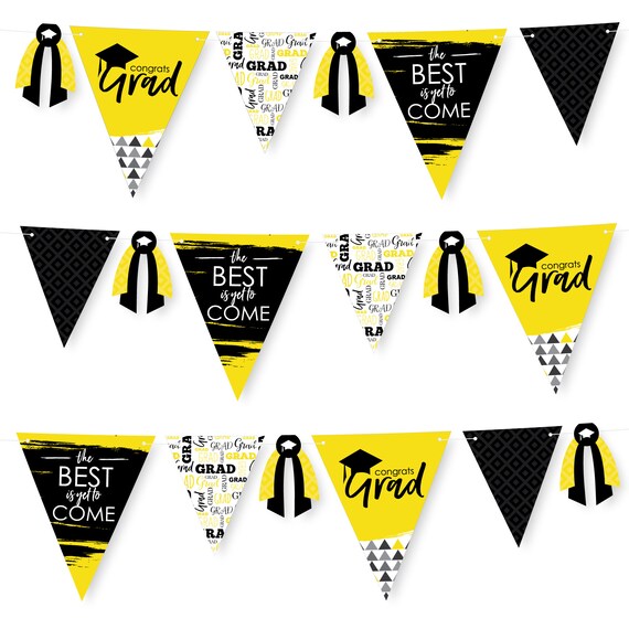 Yellow Grad - Best is Yet to Come - DIY Yellow Graduation Party Pennant ...