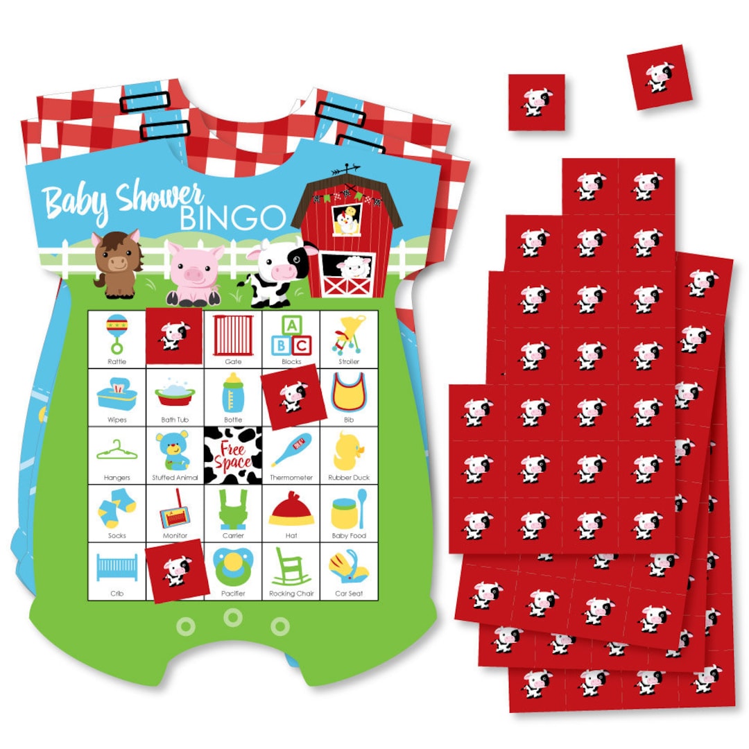 Farm Animals - Picture Bingo Cards and Markers - Barnyard Baby Shower ...