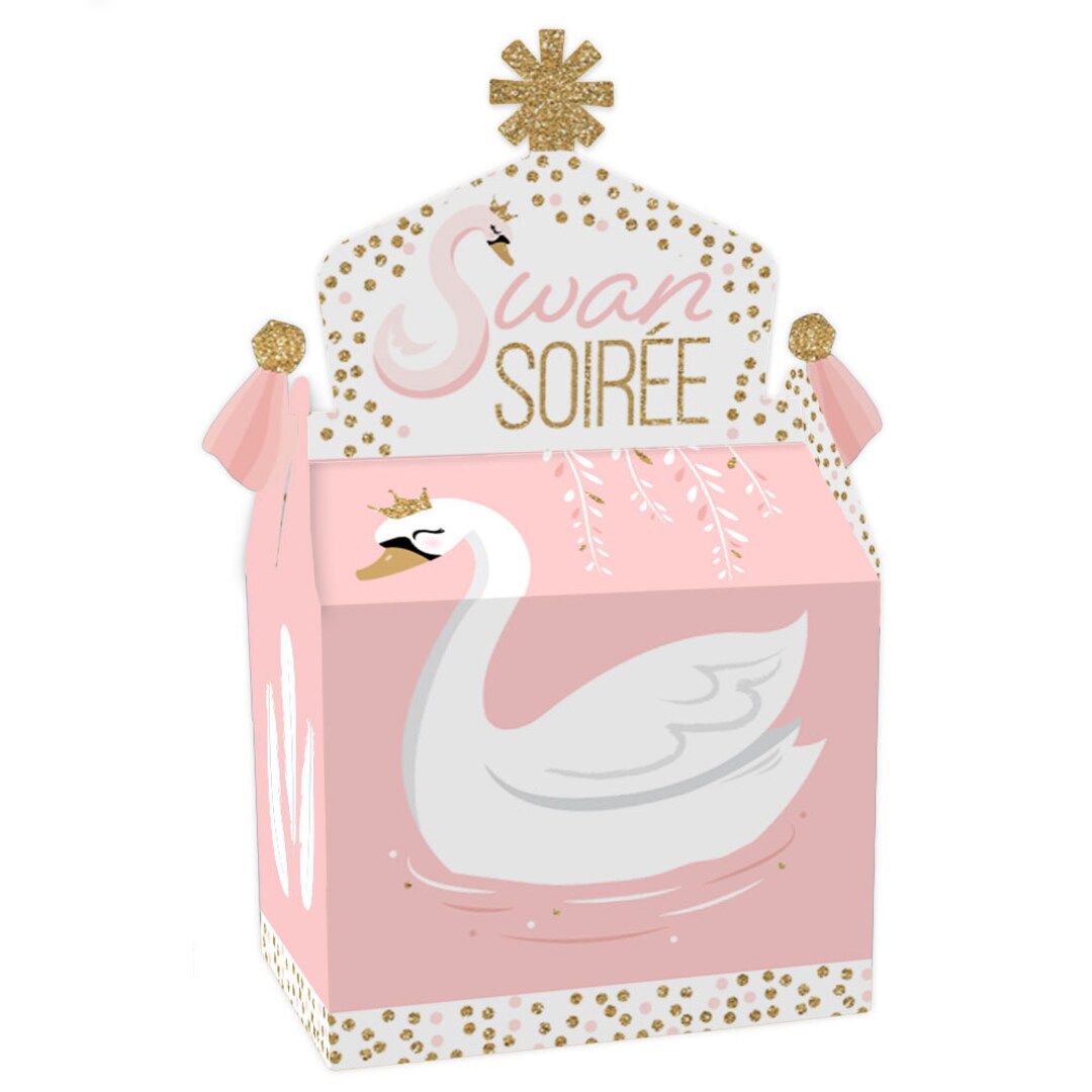Swan Soiree - Treat Box Party Favors - White Swan Baby Shower or ...
