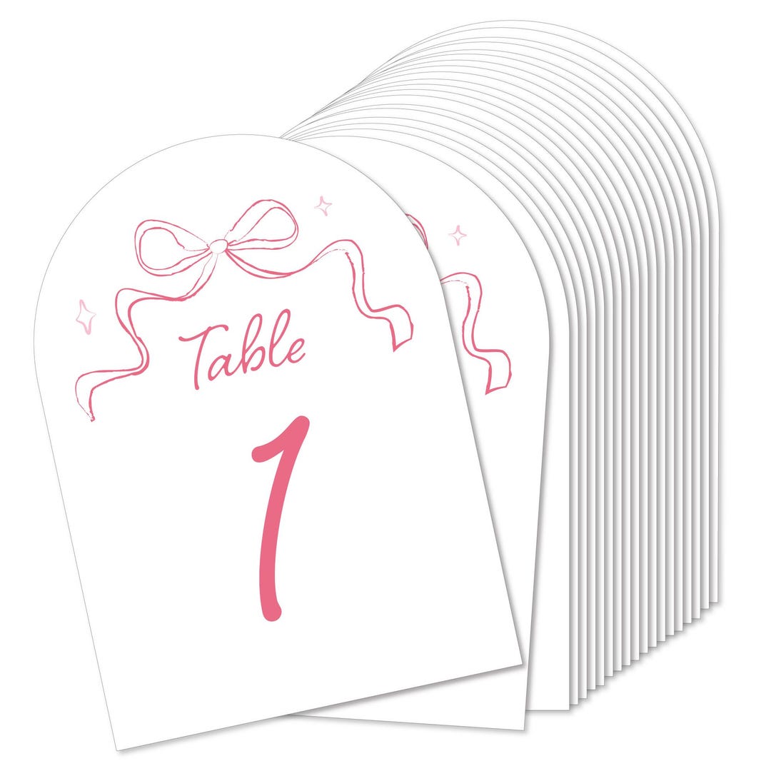 Pink Bow Table Numbers, Tying the Knot Bridal and Bachelorette Party ...
