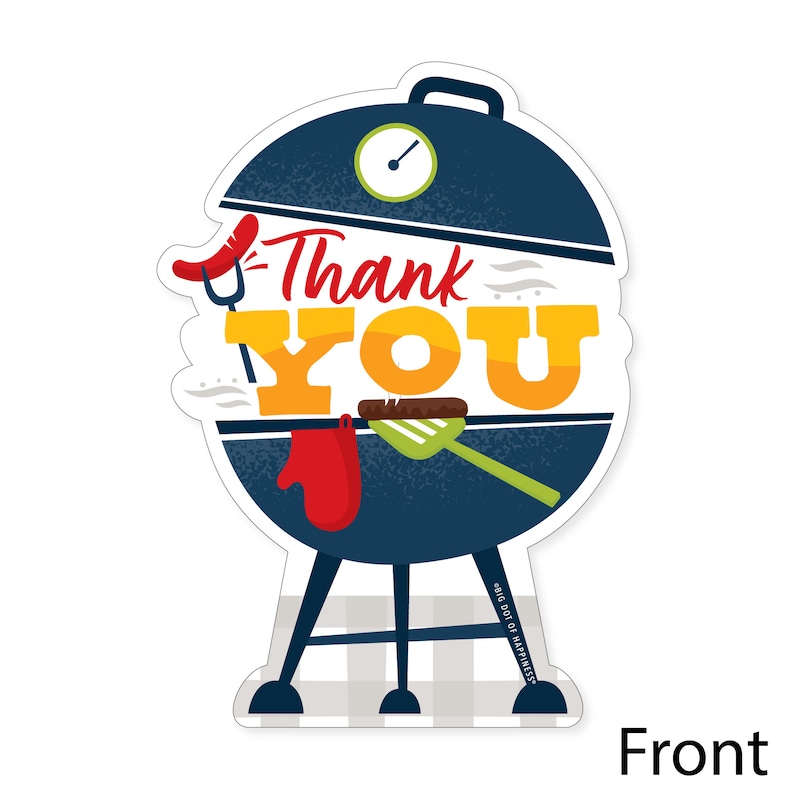 Fire up the Grill - Shaped Thank You Cards - Summer BBQ Picnic Party ...