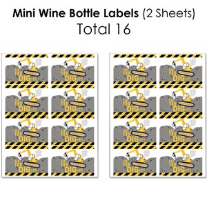 Dig It Construction Party Zone Mini Wine Labels Wine - Etsy