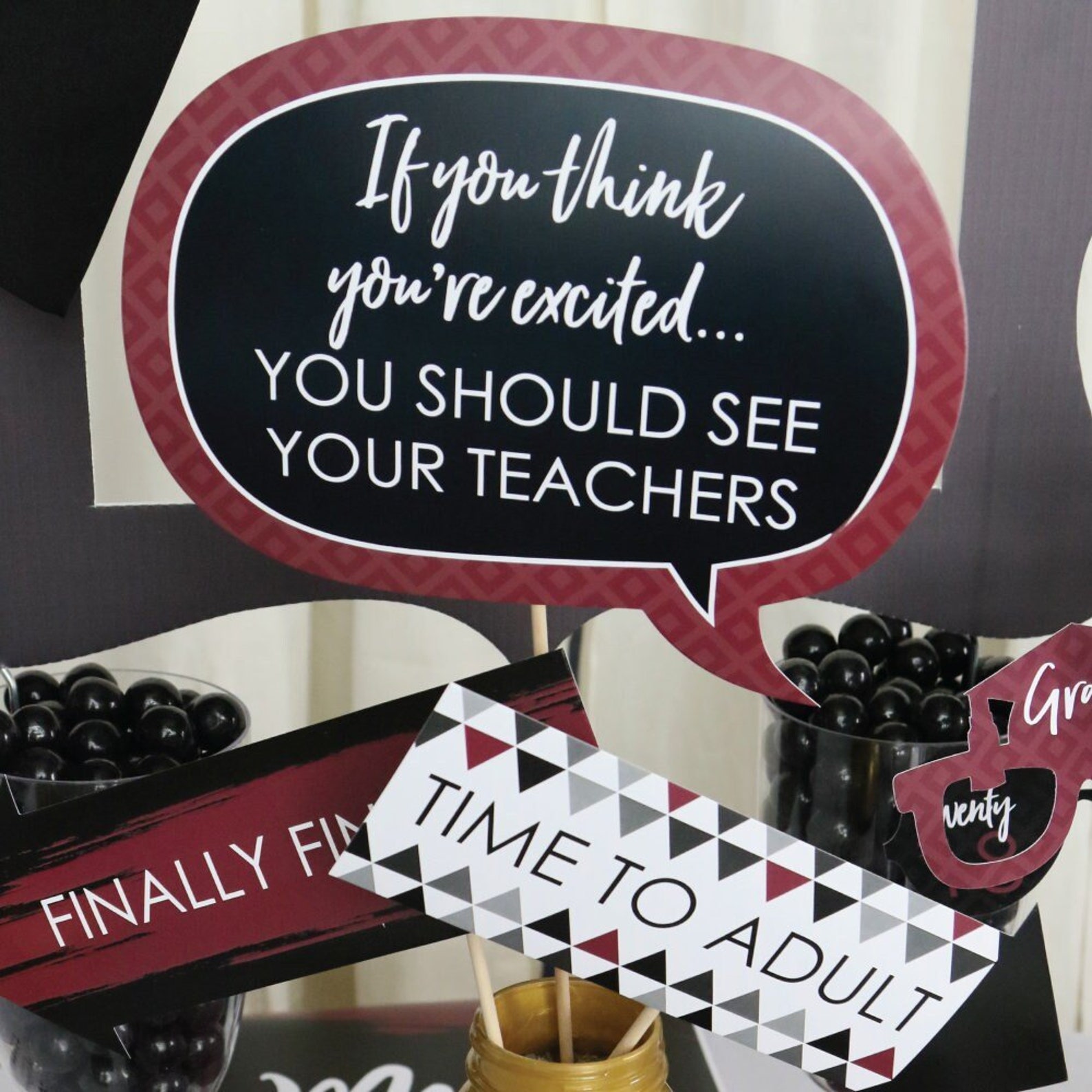Funny Graduation Photo Booth Props - Maroon Grad - Best is yet to Come ...