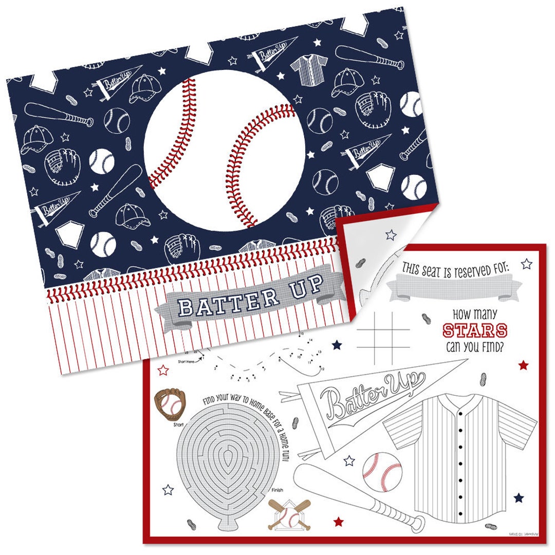 Batter up - Baseball - Paper Birthday Party Coloring Sheets - Activity ...