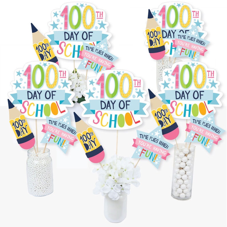 Happy 100th Day of School 100 Days Party Centerpiece Sticks - Etsy