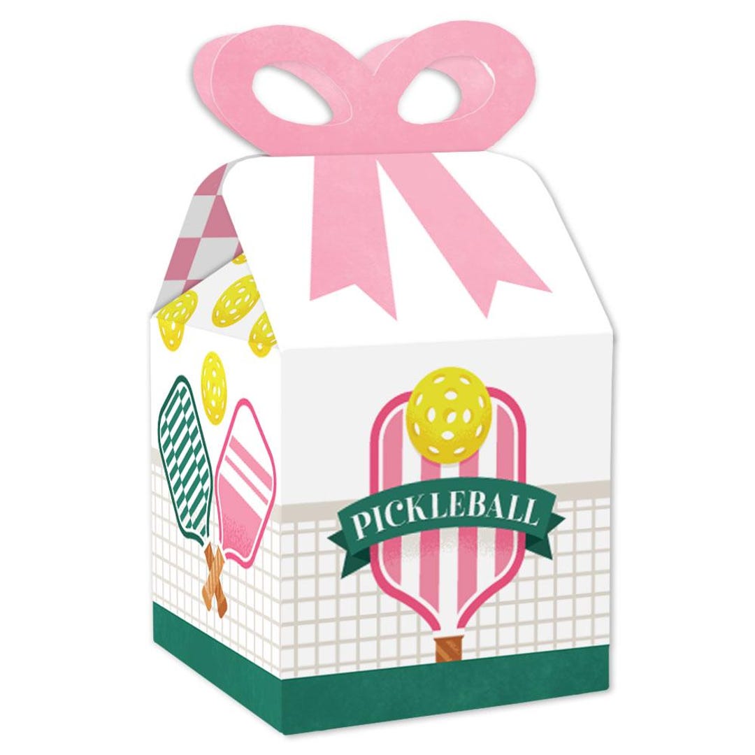 Pink Pickleball Bow Boxes, Country Club Birthday Favors, Square Favor ...