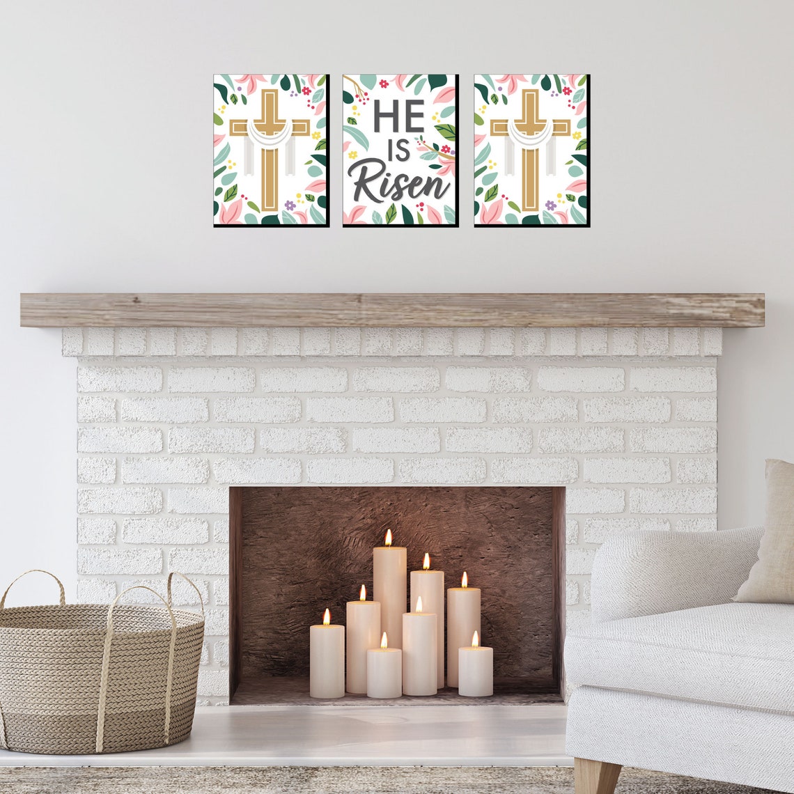 Religious Easter Cross Wall Art and He is Risen Room Decor - Etsy