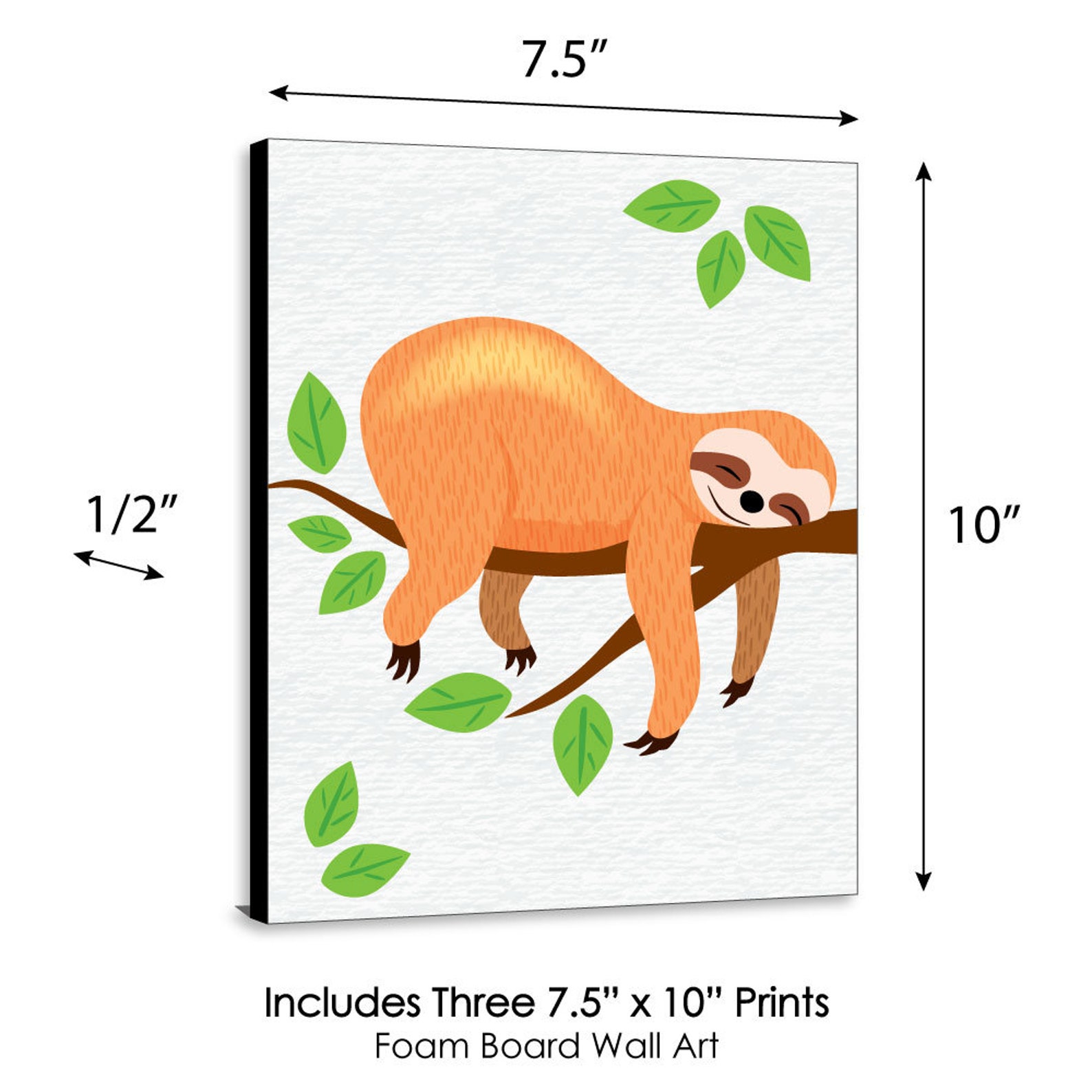 Let's Hang - Sloth - Kids Room, Nursery & Home Décor - 7.5” X 10” Kids ...