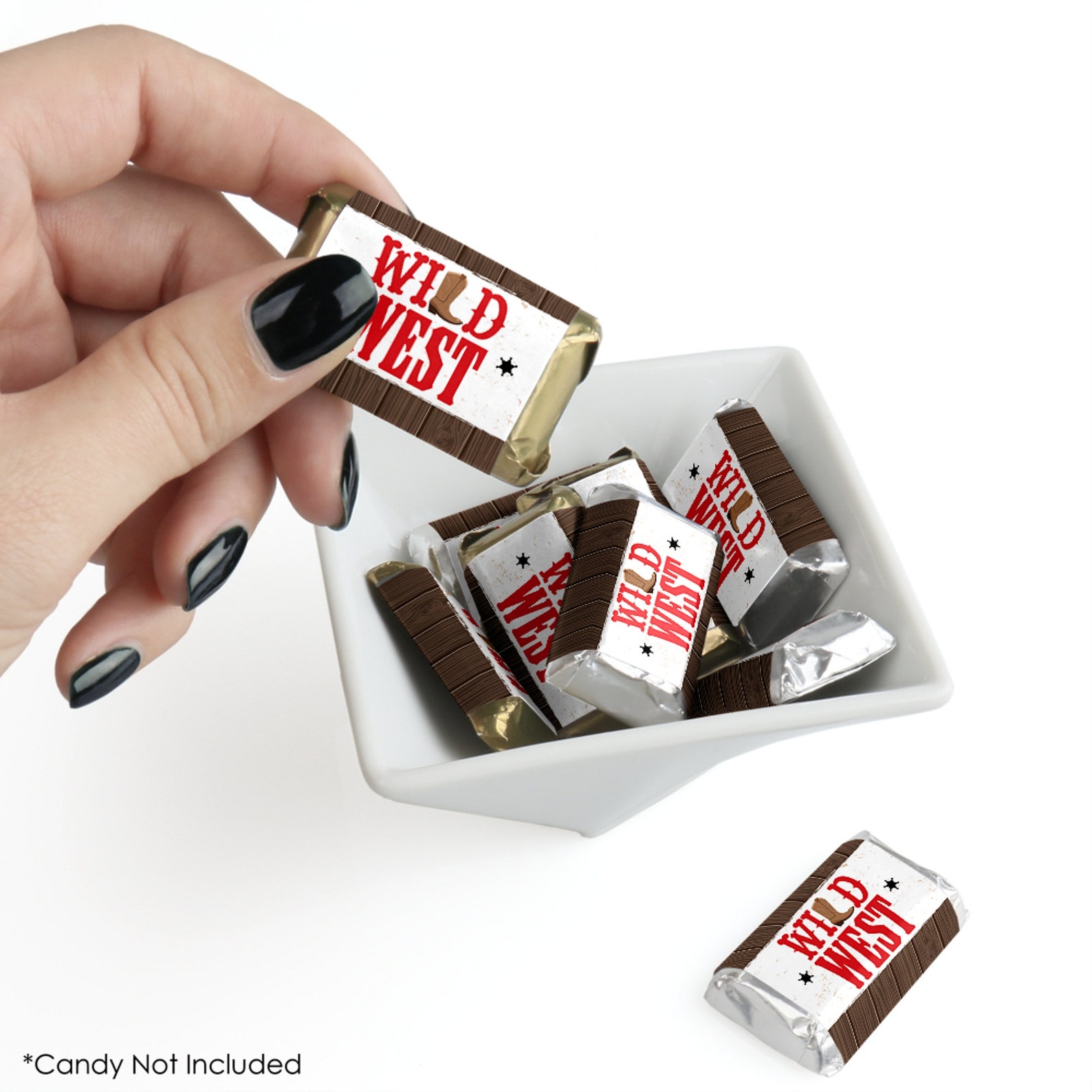 Western Hoedown - Mini Candy Bar Wrapper Stickers - Wild West Cowboy ...