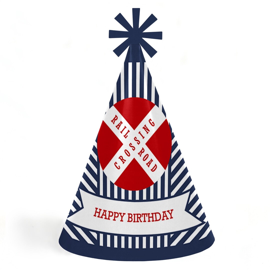 Railroad Party Crossing - Steam Train Cone Happy Birthday Party Hats ...