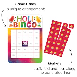 Holi Hai - Bingo Cards and Markers - Festival of Colors Party Shaped ...