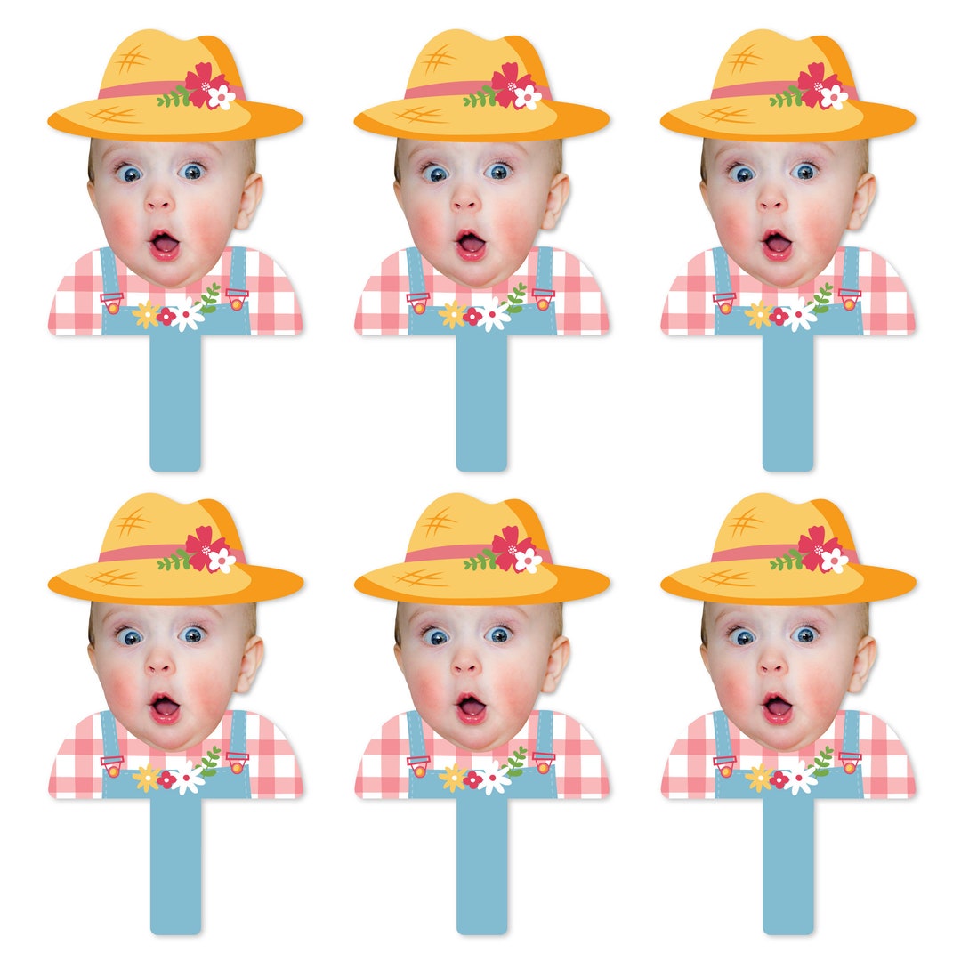 Custom Photo Girl Farm Animals - Head Cut Out Photo Booth and Fan Props ...