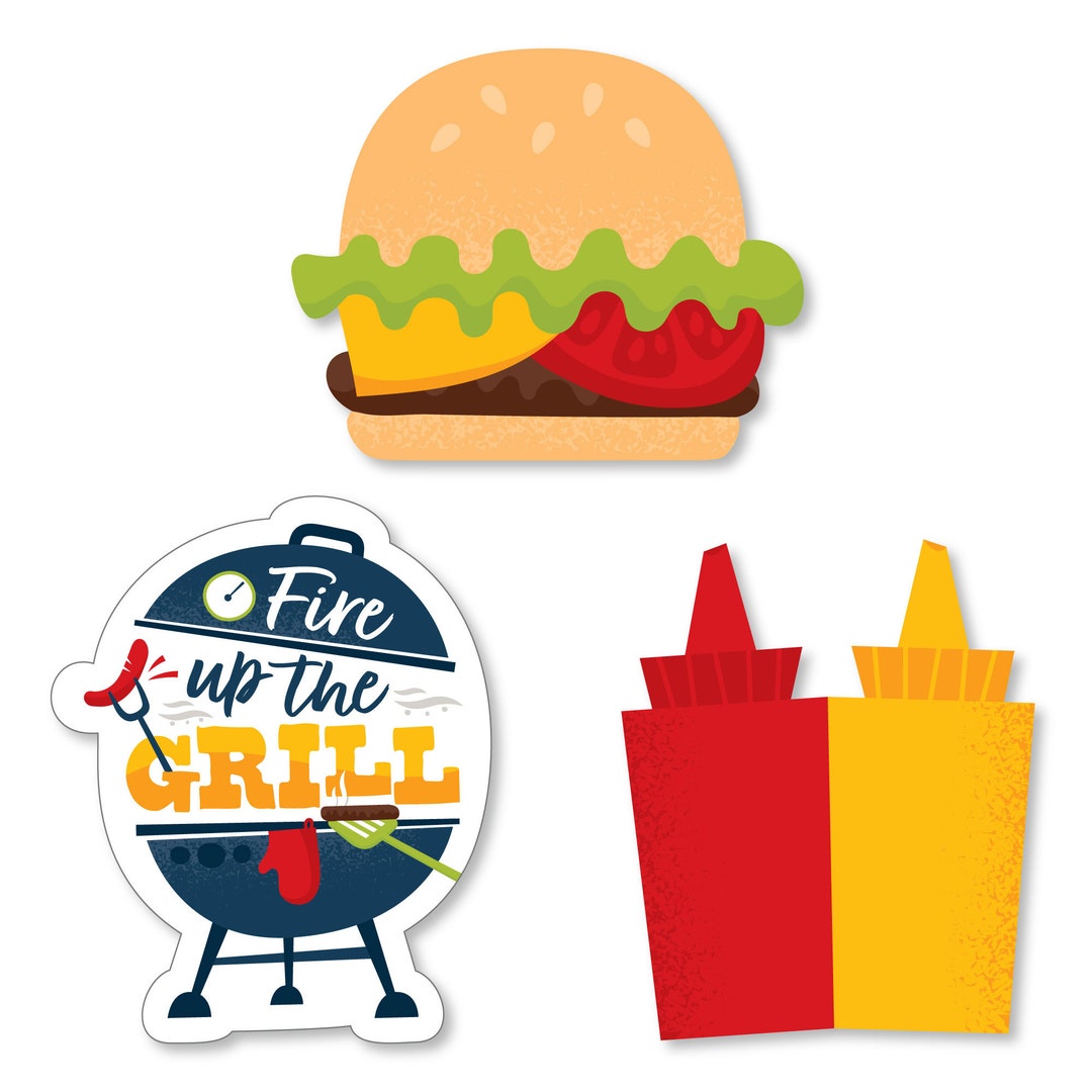 Fire up the Grill - DIY Shaped Summer BBQ Picnic Party Cut-outs - 24 ...