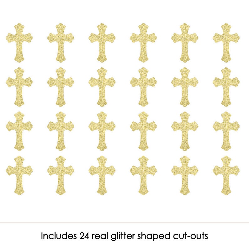 Gold Glitter Cross - No-mess Real Gold Glitter Cut-outs - Baptism ...