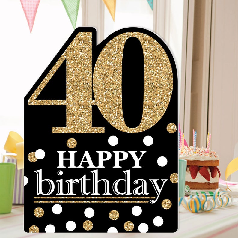 Adult 40th Birthday- Gold - Happy Birthday Big Greeting Card - Giant ...