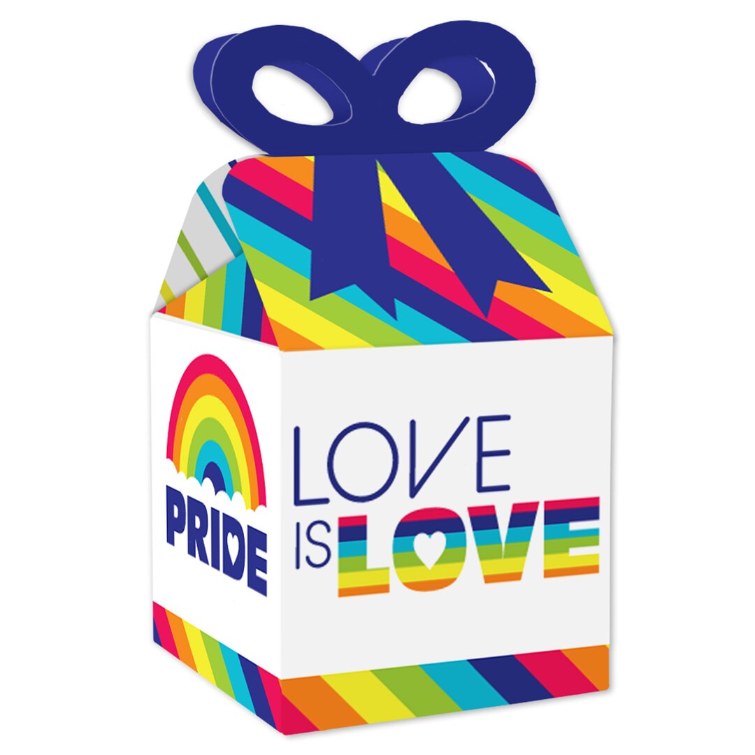 Love is Love - Square Favor Gift Boxes - Pride Rainbow Party Bow Boxes ...