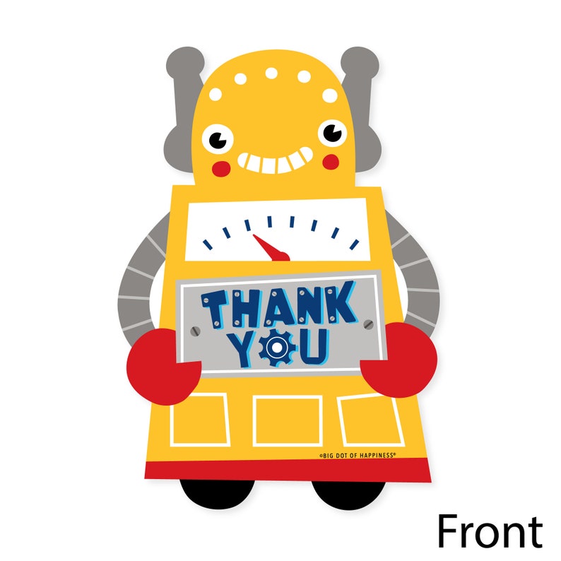 Gear up Robots - Shaped Thank You Cards - Birthday Party or Baby Shower ...