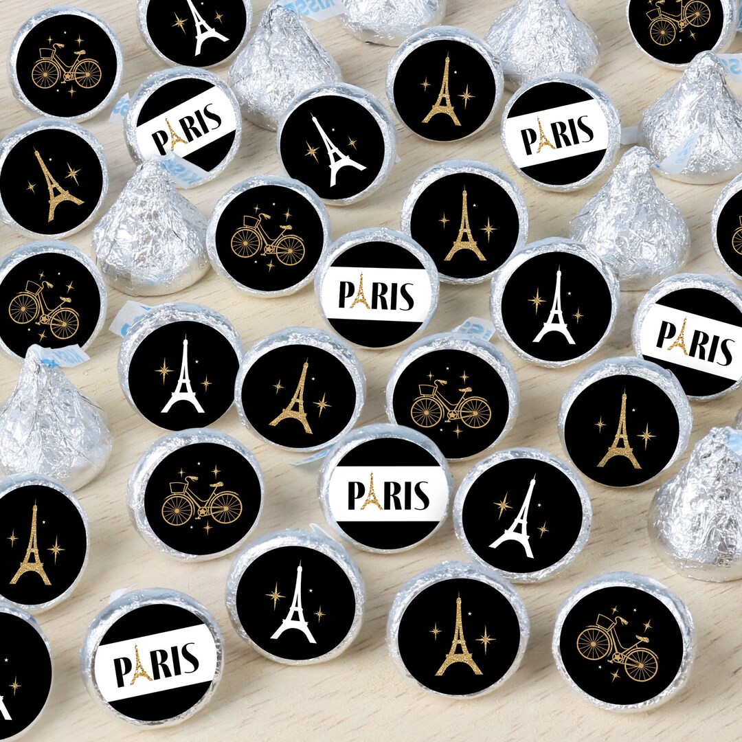 Stars Over Paris - Parisian Themed Party Small Round Candy Stickers ...