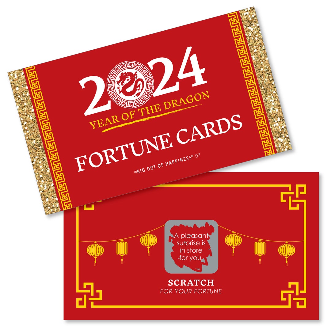 Chinese New Year 2024 Year of the Dragon Game Scratch off Fortune Cards ...