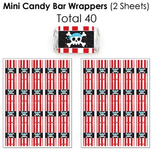 Pirate Ship Adventures - Mini Candy Bar Wrappers, Round Candy Stickers ...