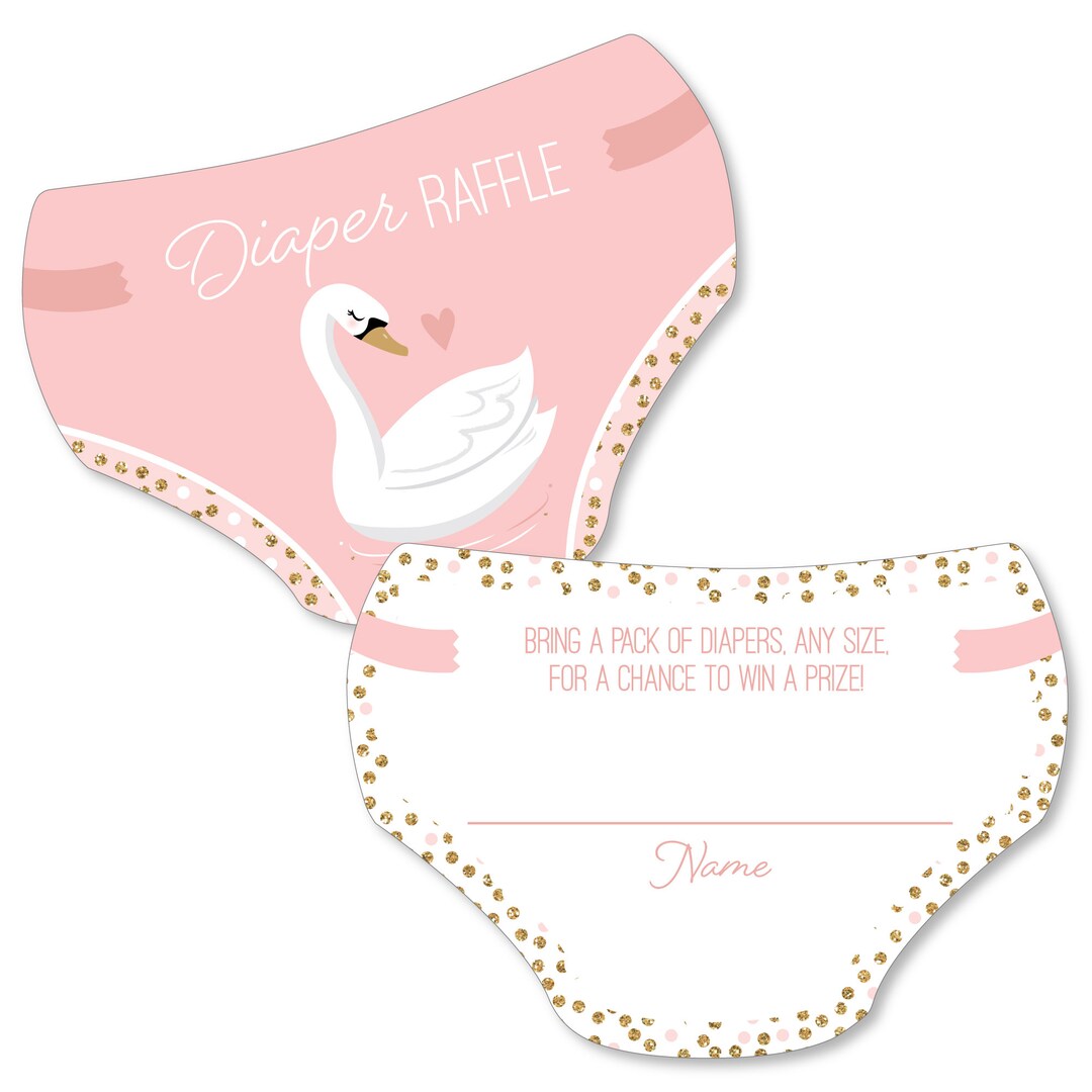 Swan Soiree - Diaper Shaped Raffle Ticket Inserts - White Swan Baby ...