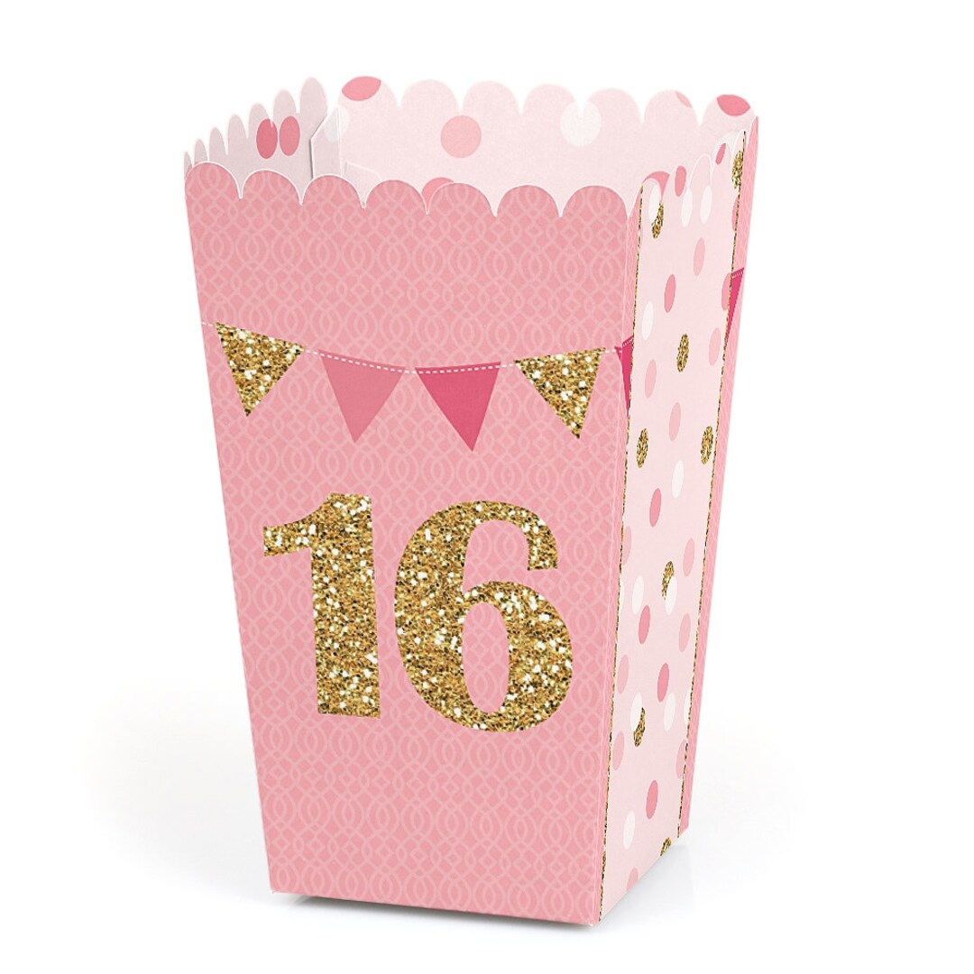 Sweet 16-16th Birthday Party Favor Popcorn Treat Boxes - Set of 12 - Etsy