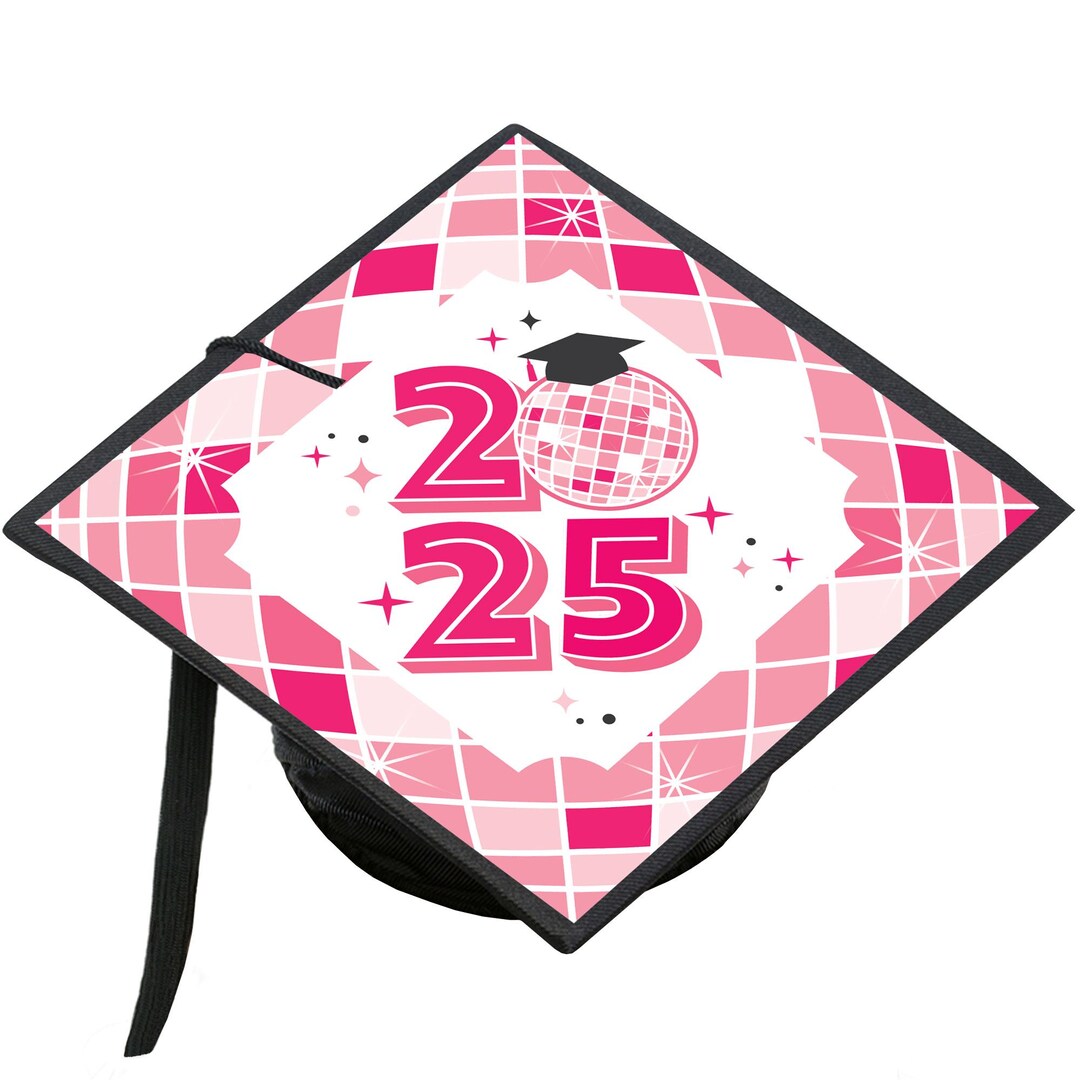 Pink Disco Ball - 2025 Graduation Cap Decorations Kit - Grad Cap Cover ...