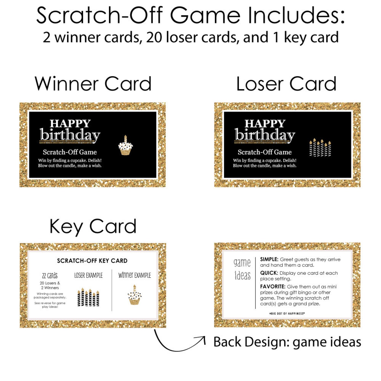 Happy Birthday Gold Party Scratch off Game Adult Happy - Etsy