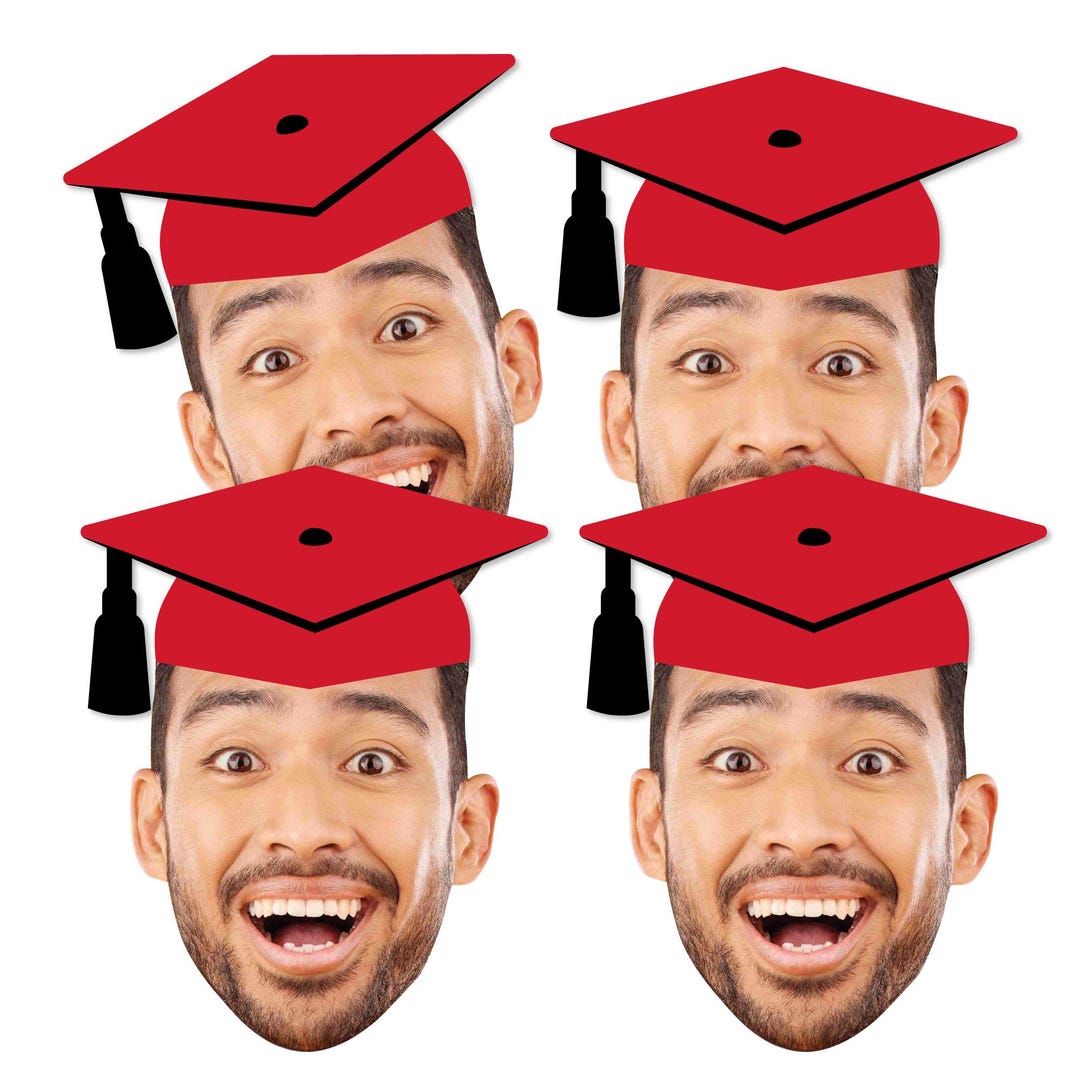 Custom Photo Red Grad Cap, Fun Face Cutout Decorations, Personalized ...