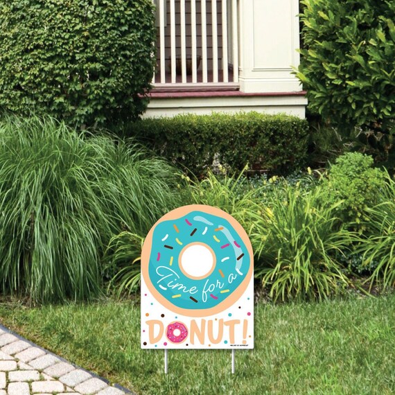 Donut Worry, Let’s Party - Outdoor Lawn Sign - Doughnut Party Yard Sign ...