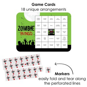 Zombie Zone - Bar Bingo Cards and Markers - Halloween or Birthday ...