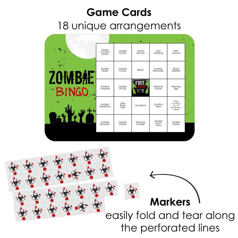 Zombie Zone Bar Bingo Cards and Markers Halloween or | Etsy