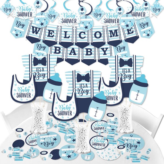 It’s a Boy - Blue Baby Shower Supplies Party - Banner Decoration Kit ...