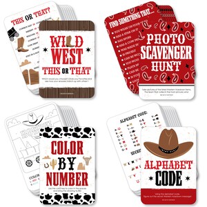 Western Hoedown - 4 Wild West Cowboy Party Games - 10 Cards Each ...