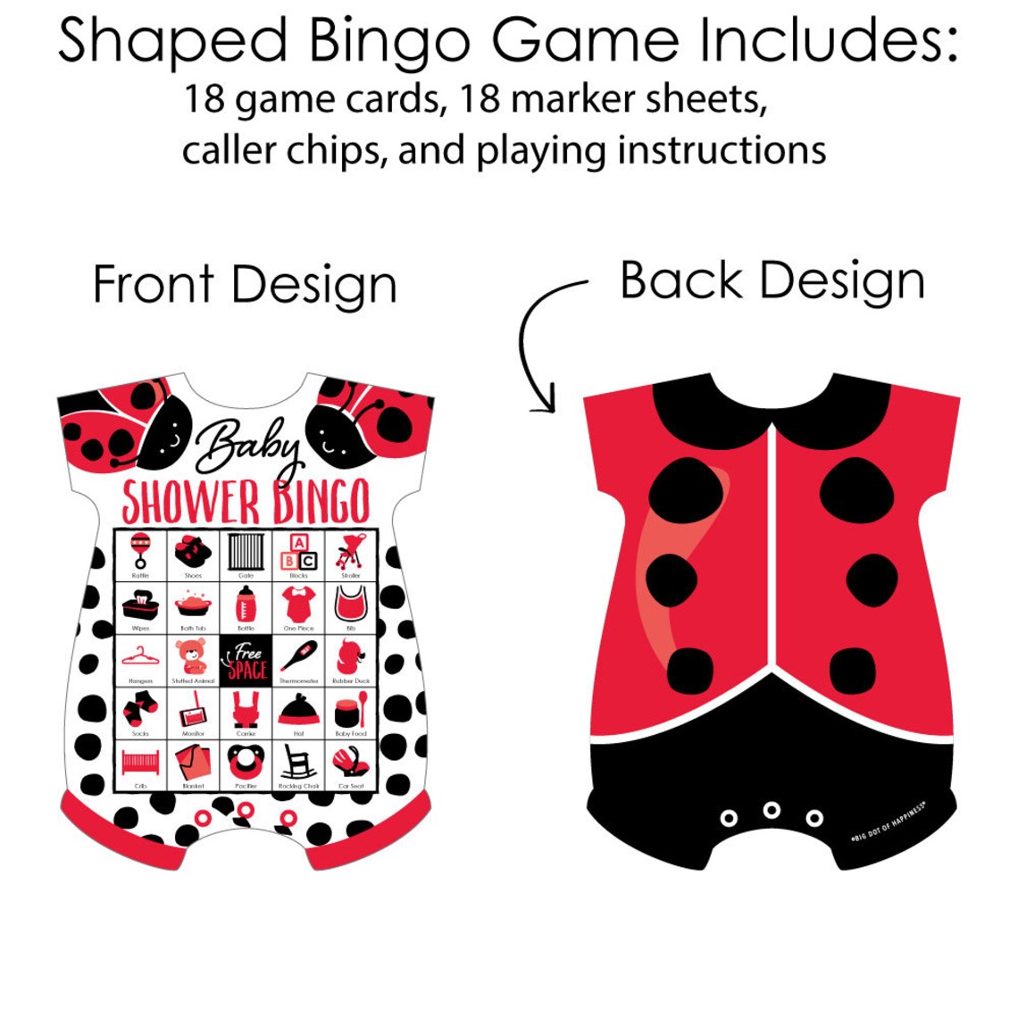 Happy Little Ladybug - Picture Bingo Cards and Markers - Baby Shower ...