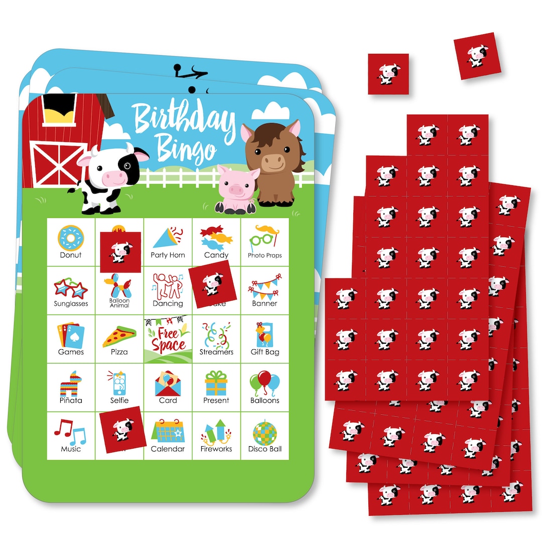 Farm Animals - Picture Bingo Cards and Markers - Birthday Party Bingo ...