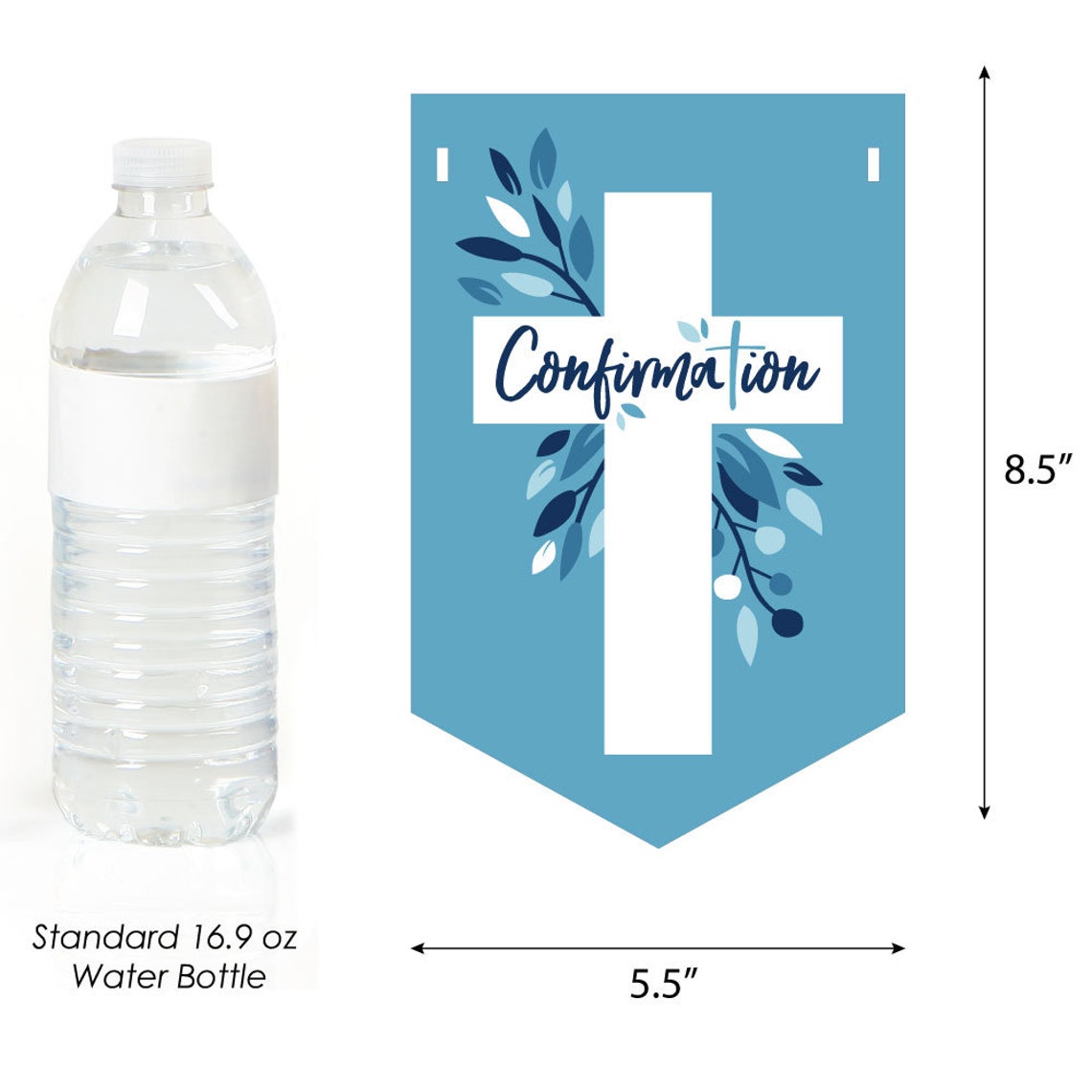 Confirmation Blue Elegant Cross - Boy Religious Party Bunting Banner ...