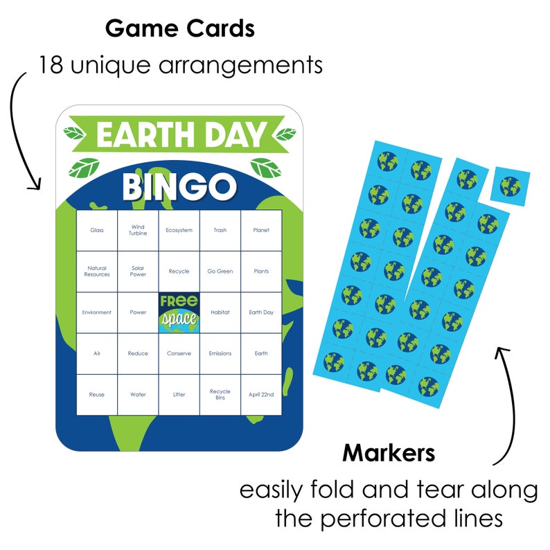Happy Earth Day - Bingo Cards and Markers - Save the Planet Party ...
