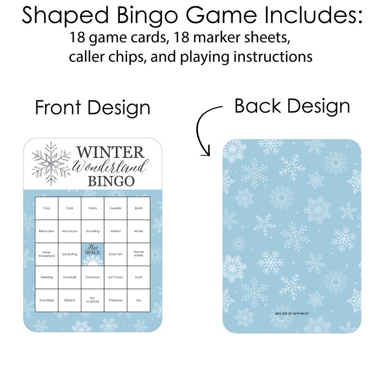 Winter Wonderland - Bingo Cards and Markers - Snowflake Holiday Party ...