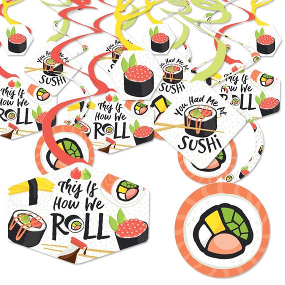 Let’s Roll - Sushi - Japanese Party Hanging Decor - Party Decoration ...