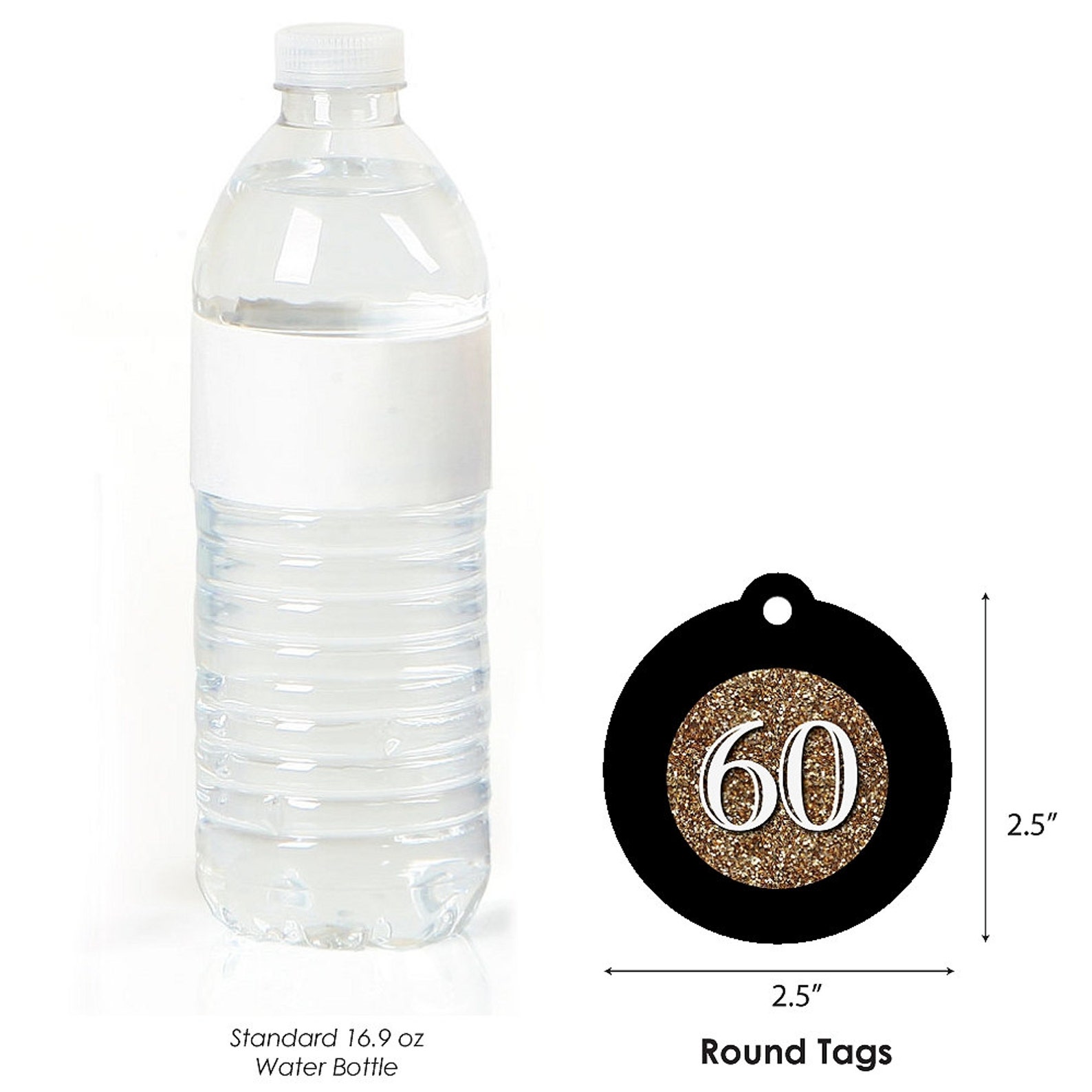 60th Birthday Party Tags Adult 60th Birthday Goldset of - Etsy